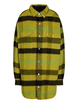Rick Owens Oversized Checked Wool Jacket - Lime Green