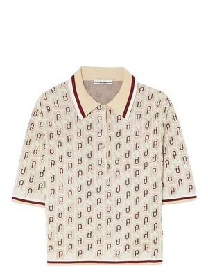 Rabanne Metallic Jacquard-knit Polo Shirt - Beige