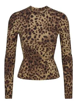 SKIMS X Dolce&gabbana Print Long Sleeve T-shirt - Leopard