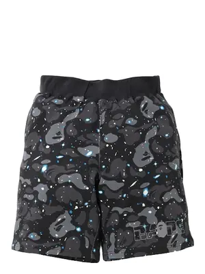 A BATHING APE Space Camo Wide Sweatshorts - Black