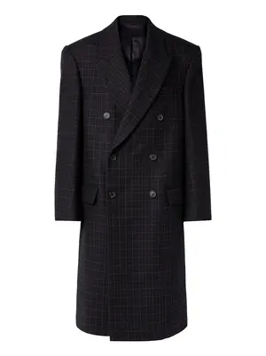 Wardrobe.NYC Double-breasted Checked Wool Coat - Black