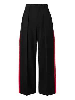 Wardrobe.NYC Pleated Wool-piqué Wide-leg Pants - Black