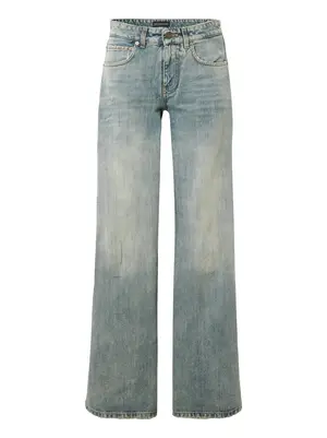 Balenciaga Distressed Mid-rise Wide-leg Jeans - Blue