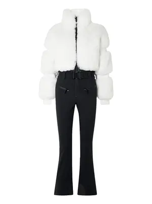 Goldbergh Lieke Belted Faux Fur And Stretch-shell Ski Suit - Black