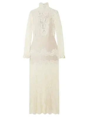Rabanne Lace-trimmed Silk-satin Maxi Dress - Ivory