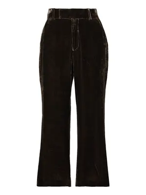 FRAME Cropped Velvet Flared Pants - Brown