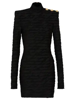 Balmain Monogram-pattern Mini Dress - Black