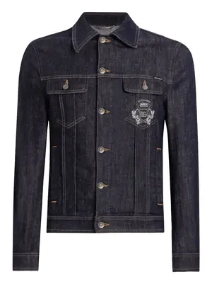 Dolce & Gabbana Logo-appliqué Denim Jacket - Blue