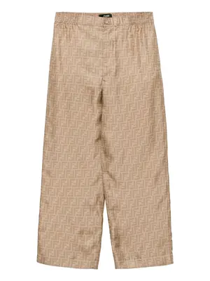 Fendi Ff Silk Trousers - Neutrals