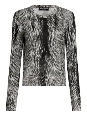 Dolce & Gabbana Fur-print Blouse - Black