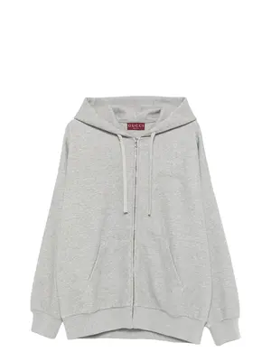 Gucci Logo-embossed Hoodie - Grey