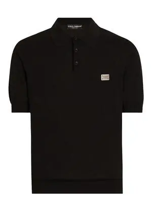 Dolce & Gabbana Logo-plaque Polo Shirt - Black