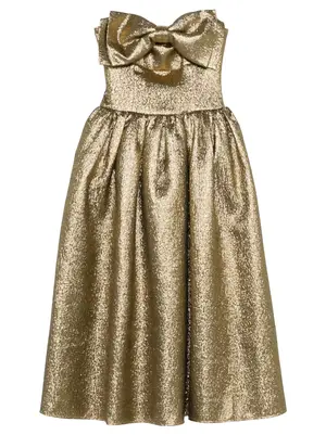 SELF-PORTRAIT Metallic Midi Dress - Gold