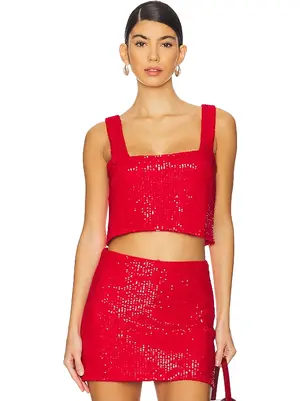 Show Me Your Mumu Tara Crop Top - Red Sequins