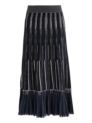 SIMKHAI Emerie Striped-Intarsia Knitted Midi Skirt
