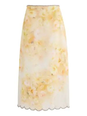 Zimmermann Crush Floral-print Linen Midi Skirt - Multi Floral