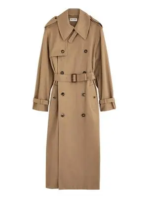 Saint Laurent Double-breasted Cotton Twill Trench Coat - Beige
