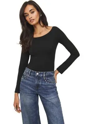 REFORMATION Serene Knit Bodysuit Black