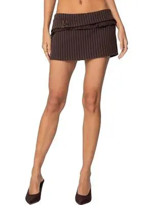 EDIKTED Colleen Pinstripe Skort - Brown