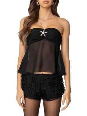 EDIKTED Starfish Embellished Top - Black