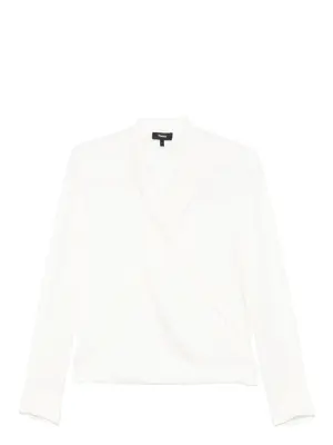 Theory Peak-lapels Wrap Blouse - White