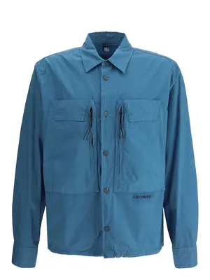 C.P. COMPANY Logo-embroidered Shirt - Blue