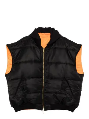Vetements Hooded Logo Puffer Vest - Black