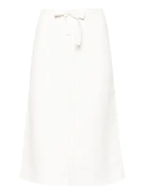 SALVATORE FERRAGAMO Ferragamo Contrast-Stitching Drawstring Midi Skirt