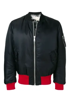 Calvin Klein Contrast-panel Bomber Jacket - Black