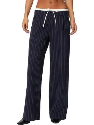 EDIKTED EDIKTED Peekaboo Pinstripe Drawstring Pants