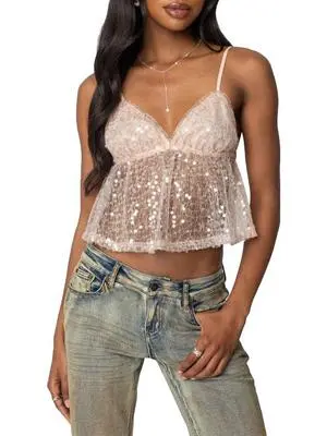 EDIKTED EDIKTED Sequin Babydoll Top