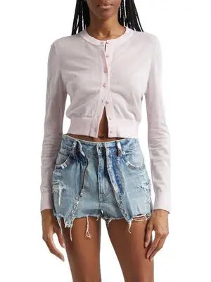 Alexander Wang Crystal Hotfix Crop Cardigan - Light Pink