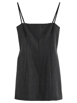Alexander Wang Crystal-embellished Twill Mini Dress - Charcoal
