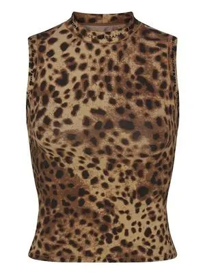 SKIMS Cotton Jersey Mock Neck Tank - Leopard