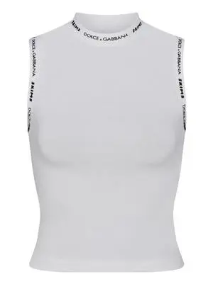 SKIMS X Dolce&gabbana Cotton Jersey Mock Neck Tank - Snow