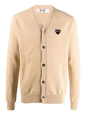 Play Comme Des Garcon Fine Knit Wool Cardigan - Camel/black