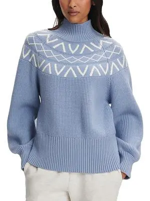 Varley Marcie Fair Isle Yoke Knit Sweater - Glacier Blue