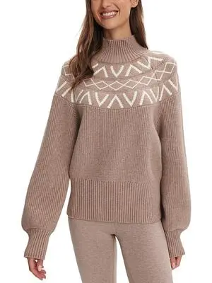 Varley Marcie Fair Isle Yoke Knit Sweater - Light Taupe