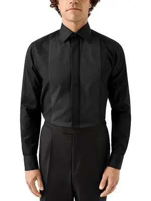 Eton Contemporary Fit Plisse Bib Formal Shirt - Black