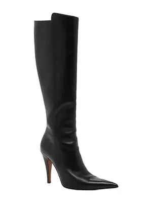 Alexander McQueen Pointed Toe Leather Boots - Black