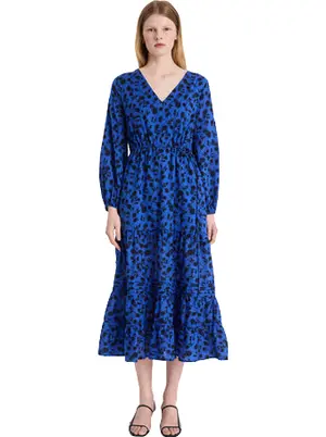 Merlette Eze Ankle-length Dress - Cobalt Ink Floral Print