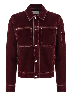 FERRAGAMO Flocked Denim Trucker Jacket Red