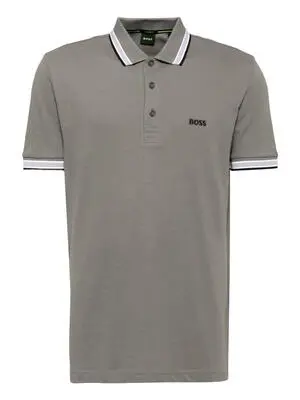 BOSS Logo Embroidery Short-sleeves Polo Shirt - Grey