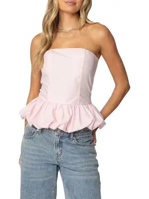 EDIKTED Everlee Strapless Bubble Hem Corset Top - Light-pink