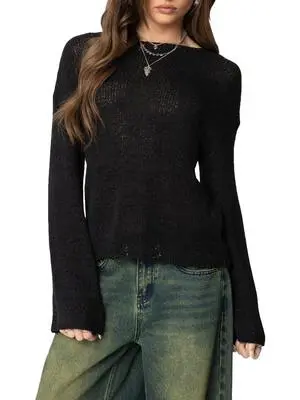 EDIKTED Relaxed Lightweight Sweater - Black