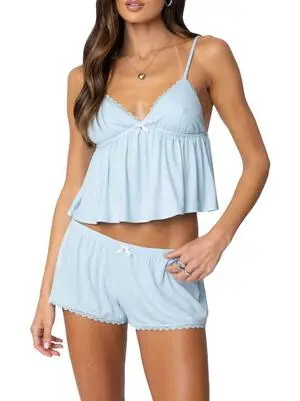 EDIKTED Buffy Crop Babydoll Camisole - Light-blue