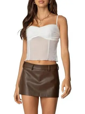 EDIKTED Viv Semisheer Mesh Camisole - White