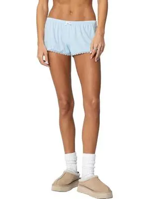 EDIKTED Buffy Lace Trim Shorts - Light-blue