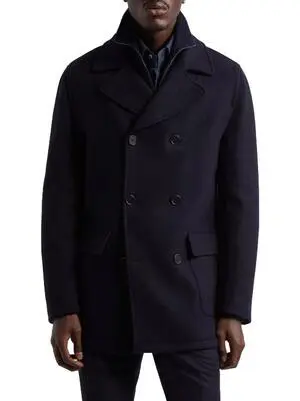 Thom Sweeney Double Face Virgin Wool Peacoat - Navy