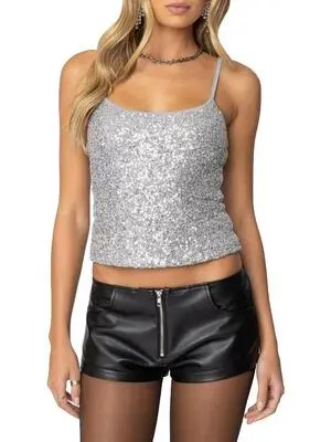EDIKTED Celene Sequin Camisole - Silver